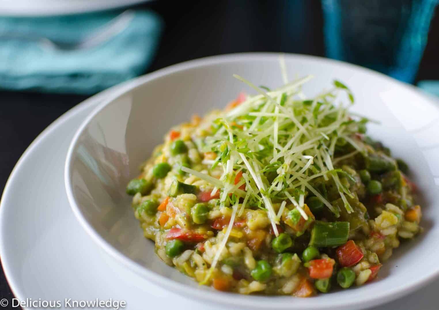 Spring Risotto with Pea Coulis - Delish Knowledge