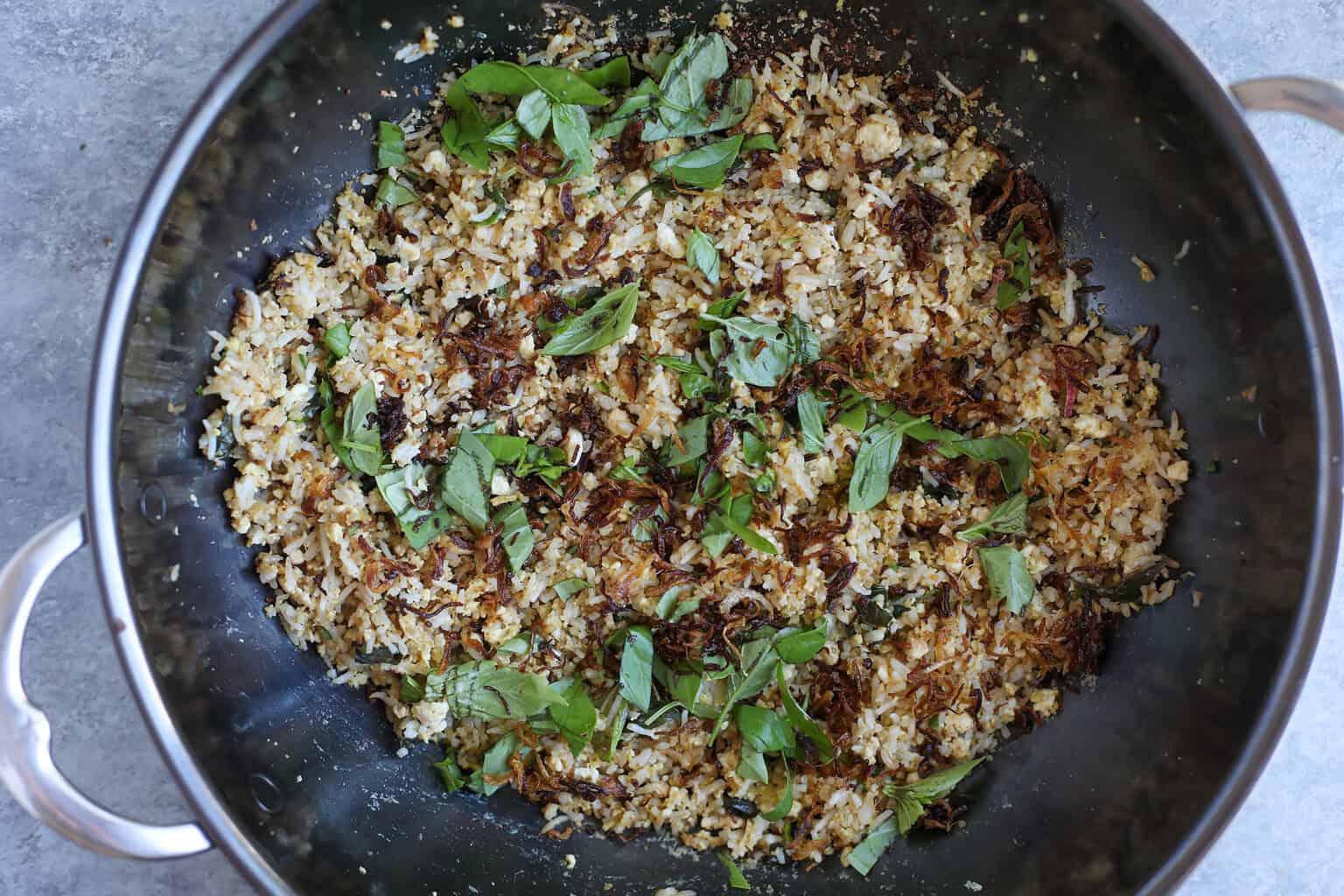 Tofu Fried Rice with Basil - Delish Knowledge