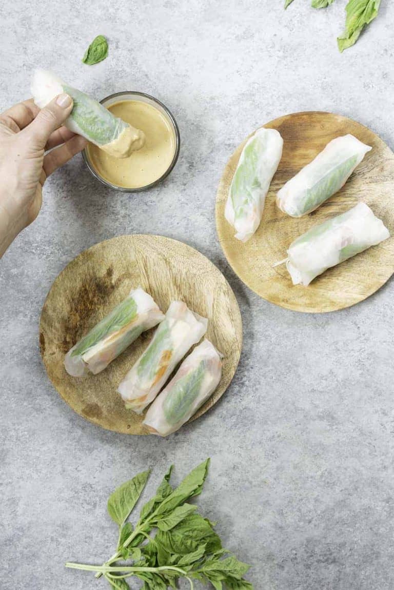 Vegan Summer Rolls with Fresh Basil - Delish Knowledge