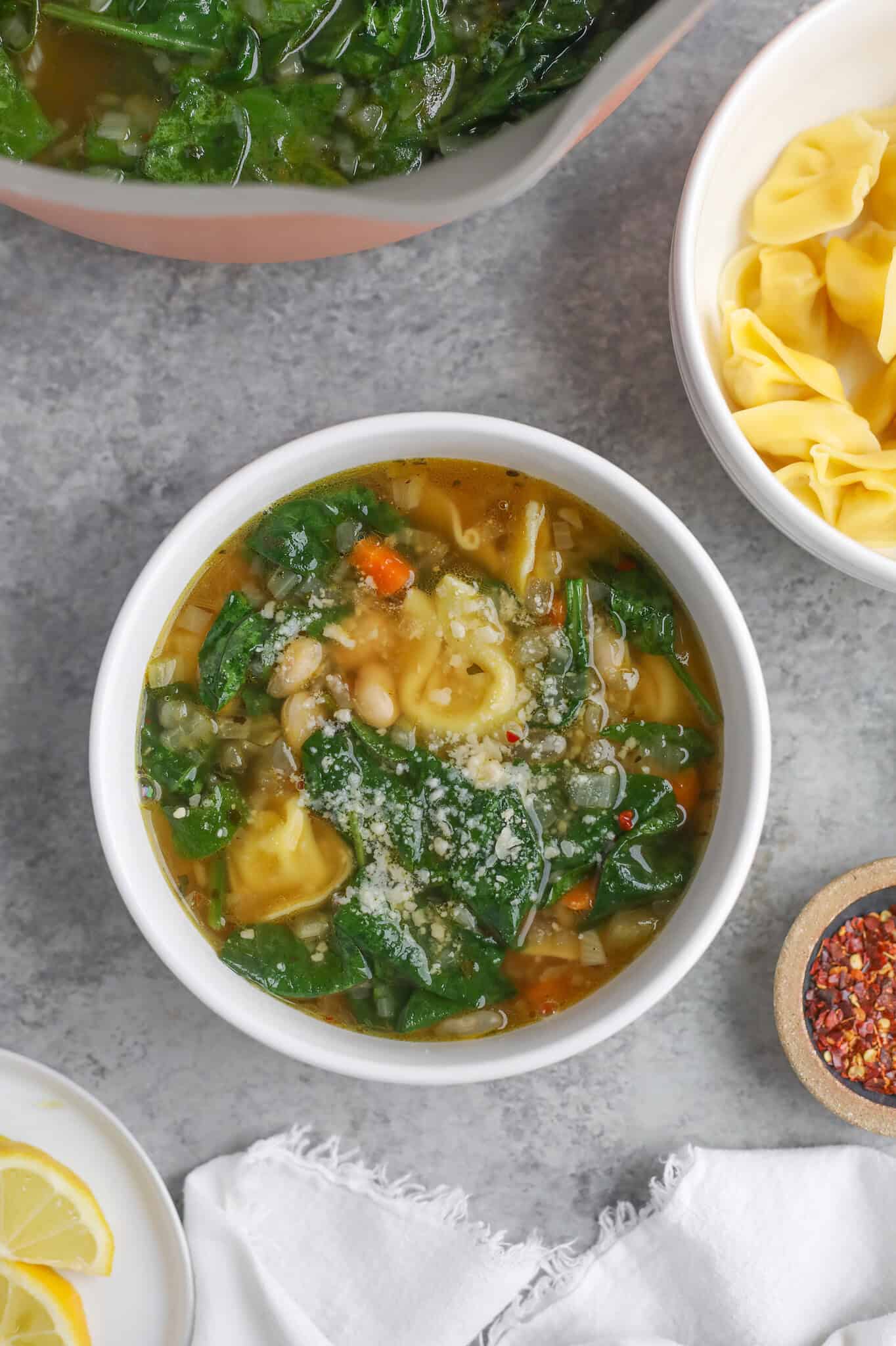 Brothy Tortellini Soup with White Beans - Delish Knowledge