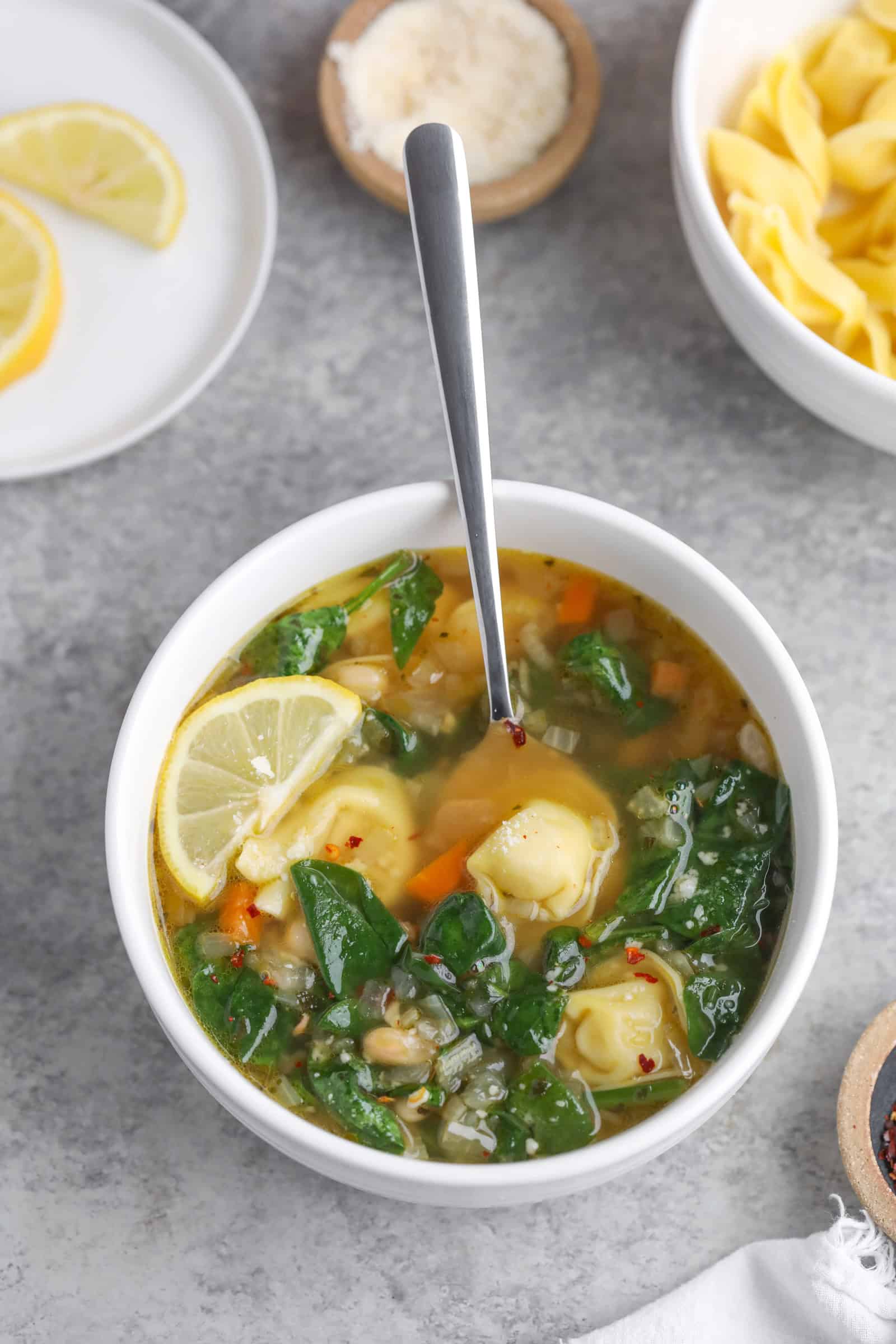 Brothy Tortellini Soup with White Beans - Delish Knowledge