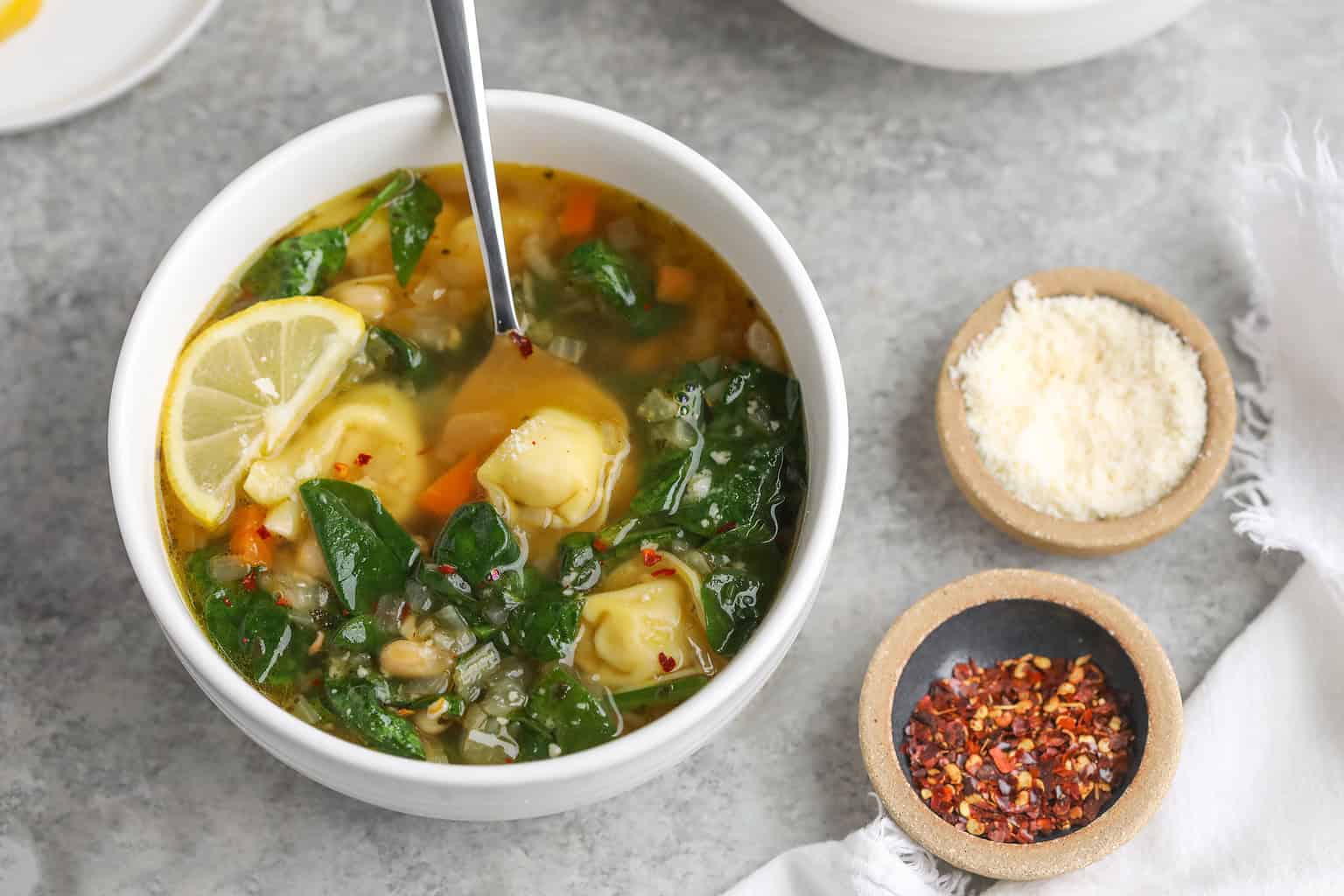 Brothy Tortellini Soup with White Beans - Delish Knowledge