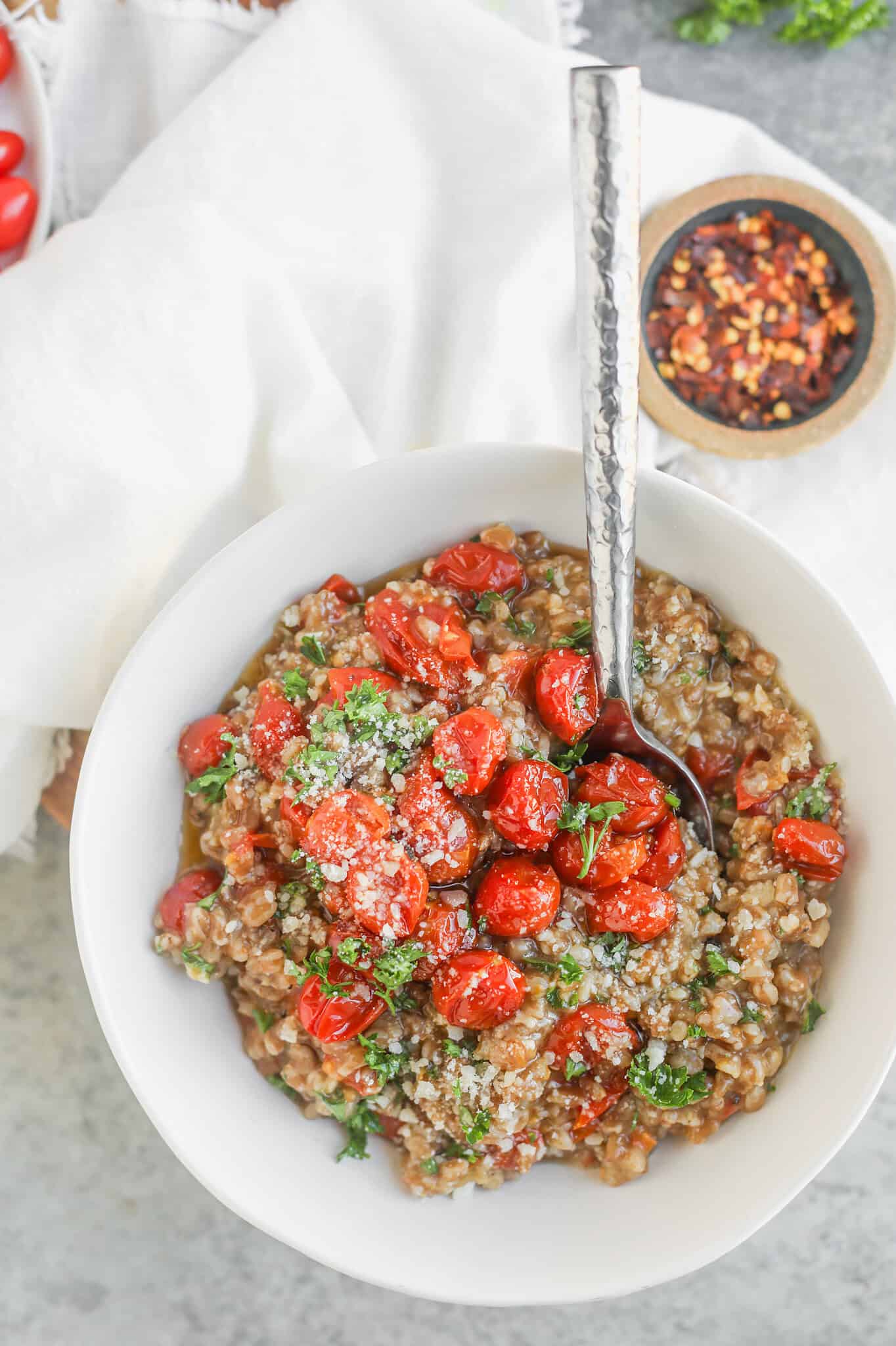 Farrotto with Confited Tomatoes - Delish Knowledge