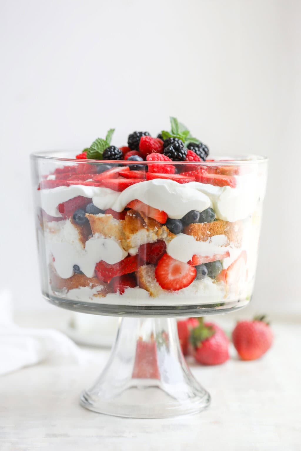 Fresh Berry Trifle with Angel Food Cake (No Bake and Easy!)