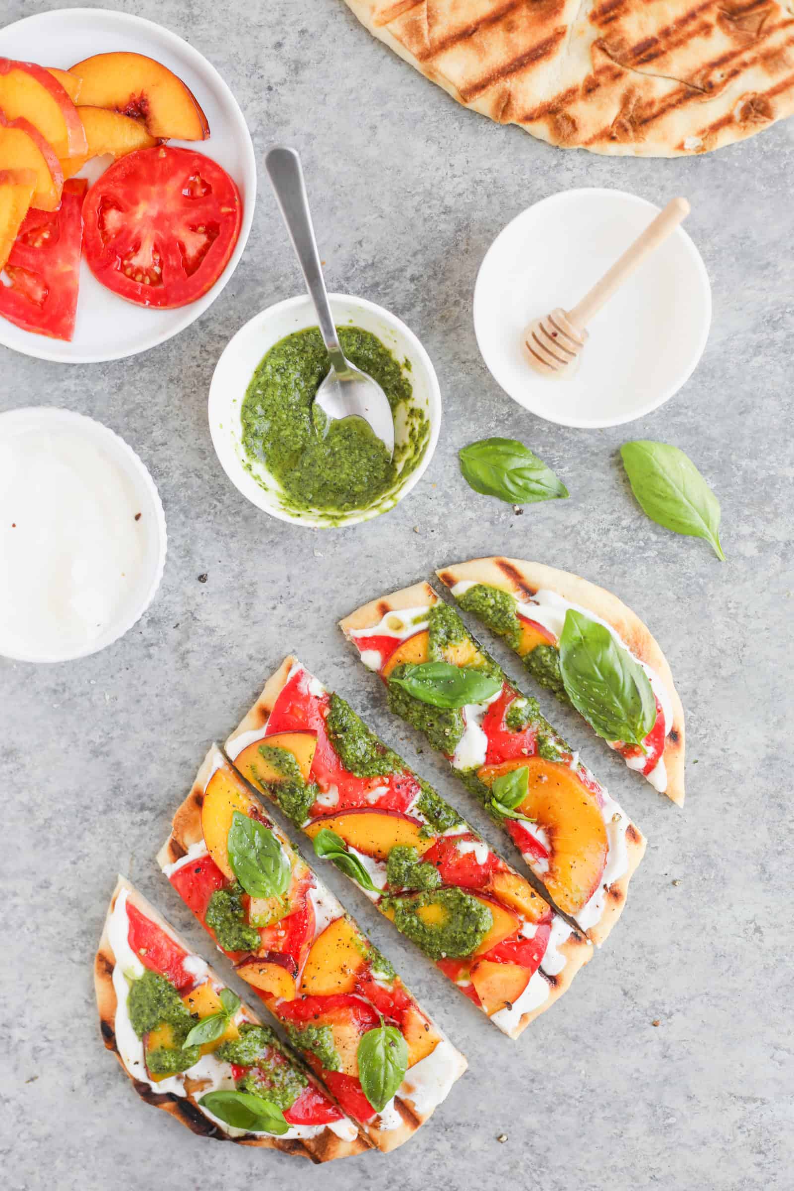 Summer Grilled Flatbread with Peaches, Tomatoes, and Whipped Ricotta ...
