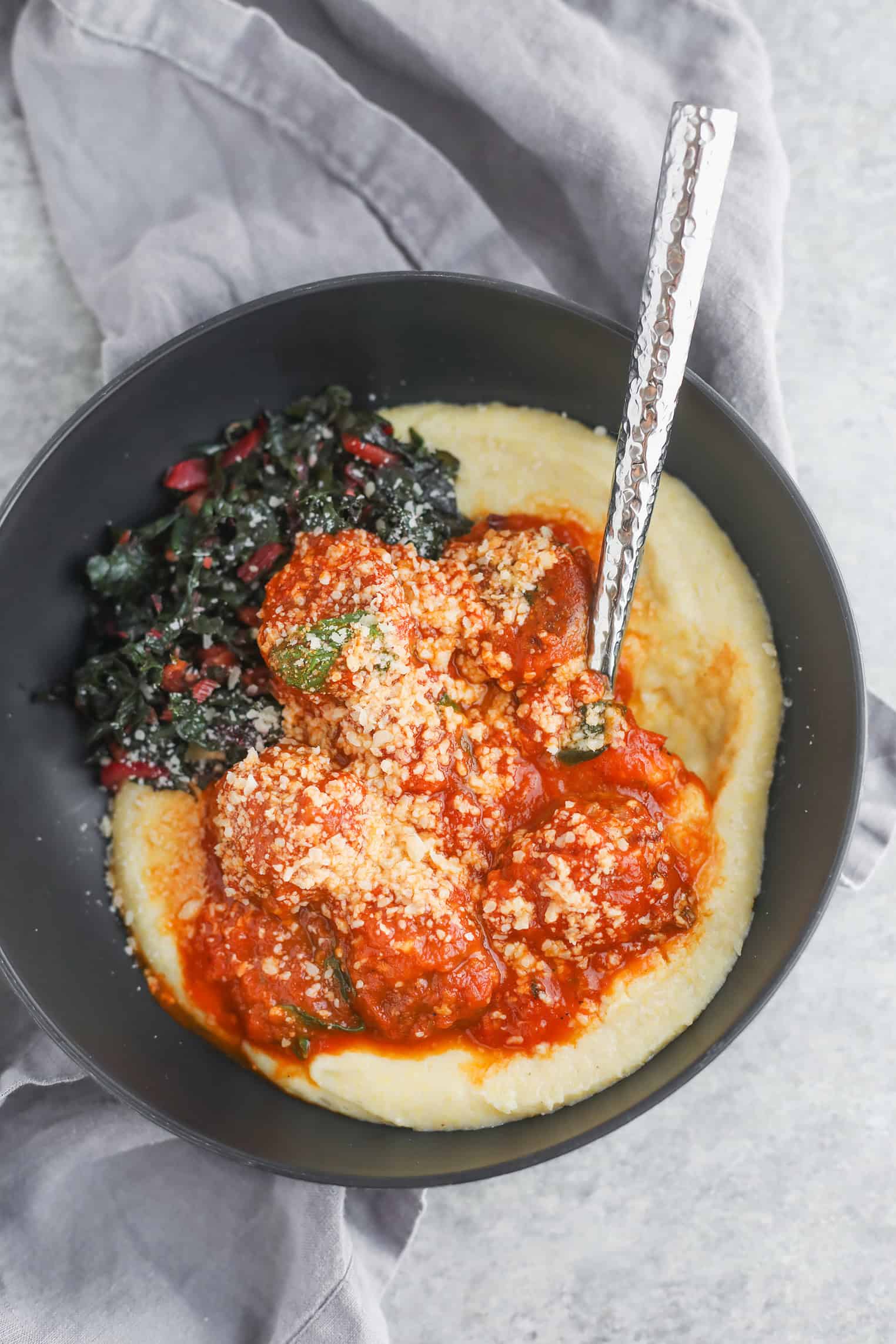 Polenta Bowls with Impossible Meatballs - Delish Knowledge