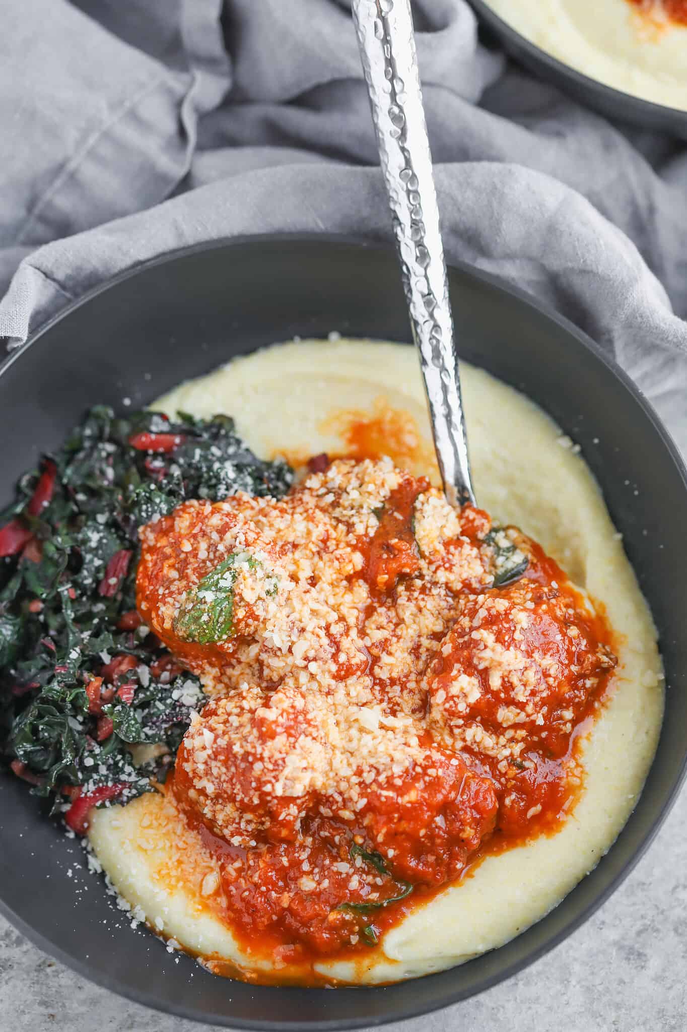 Polenta Bowls with Impossible Meatballs - Delish Knowledge