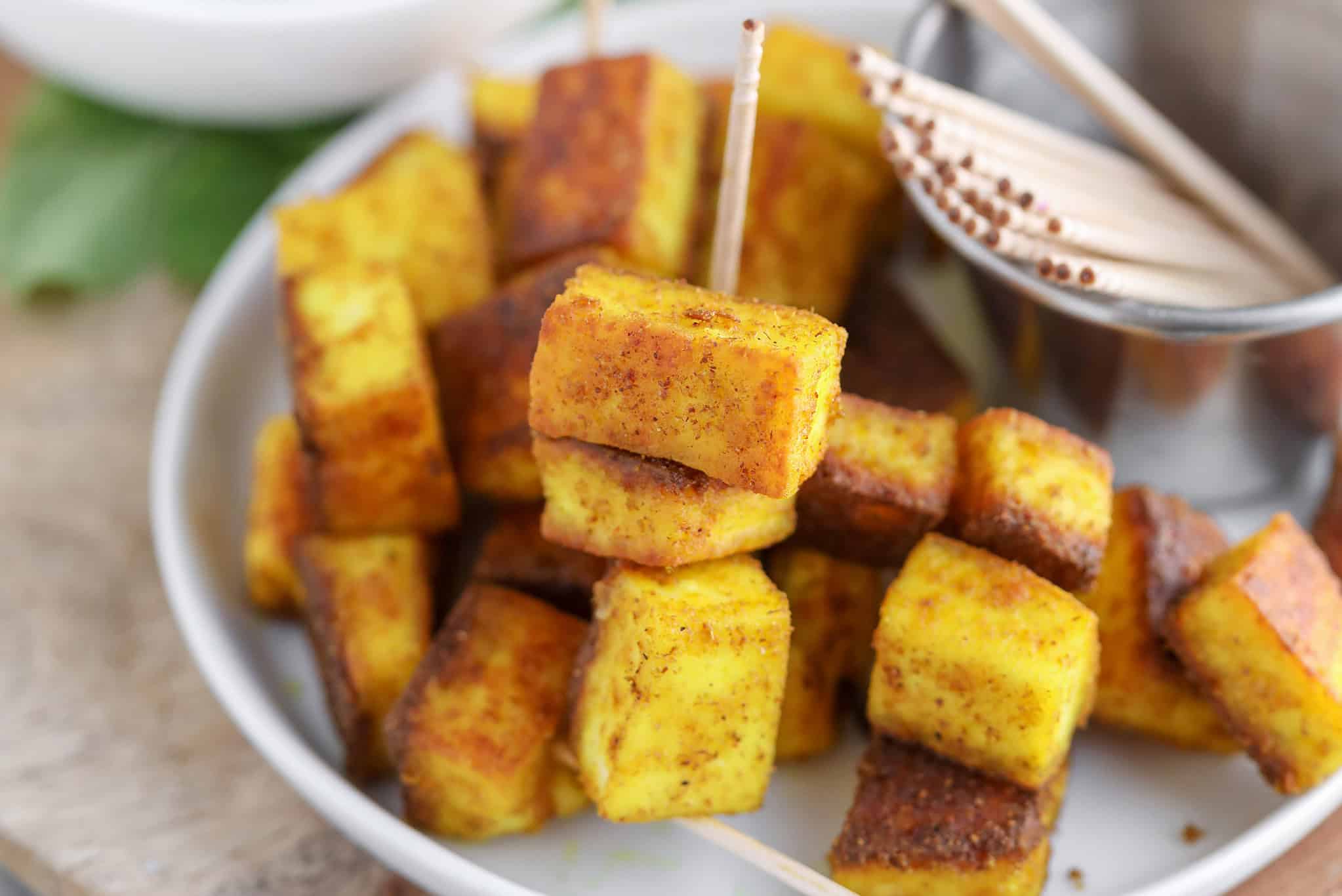 Spicy Paneer Bites with Mint Chutney Sauce - Delish Knowledge