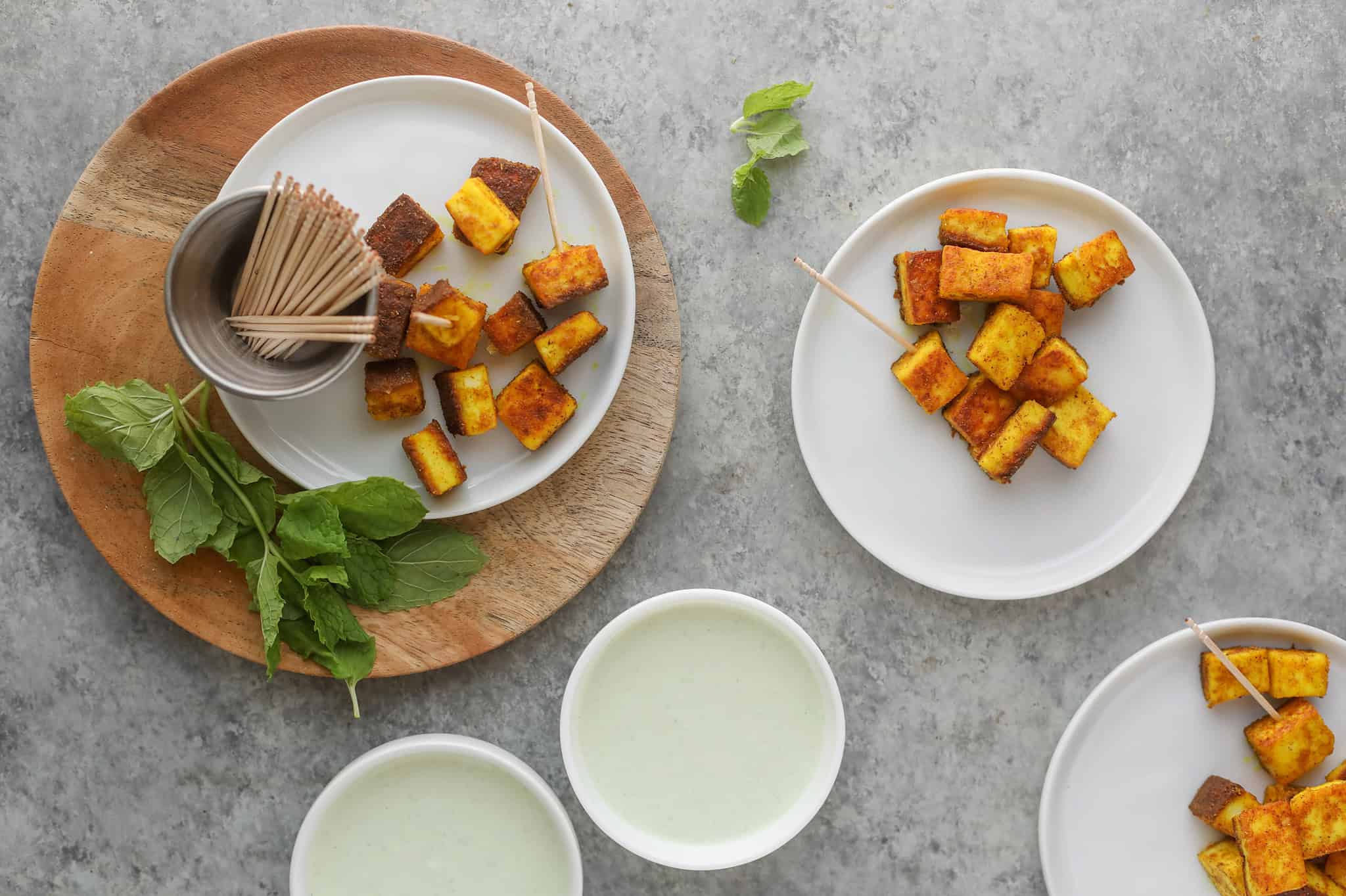 Spicy Paneer Bites with Mint Chutney Sauce - Delish Knowledge