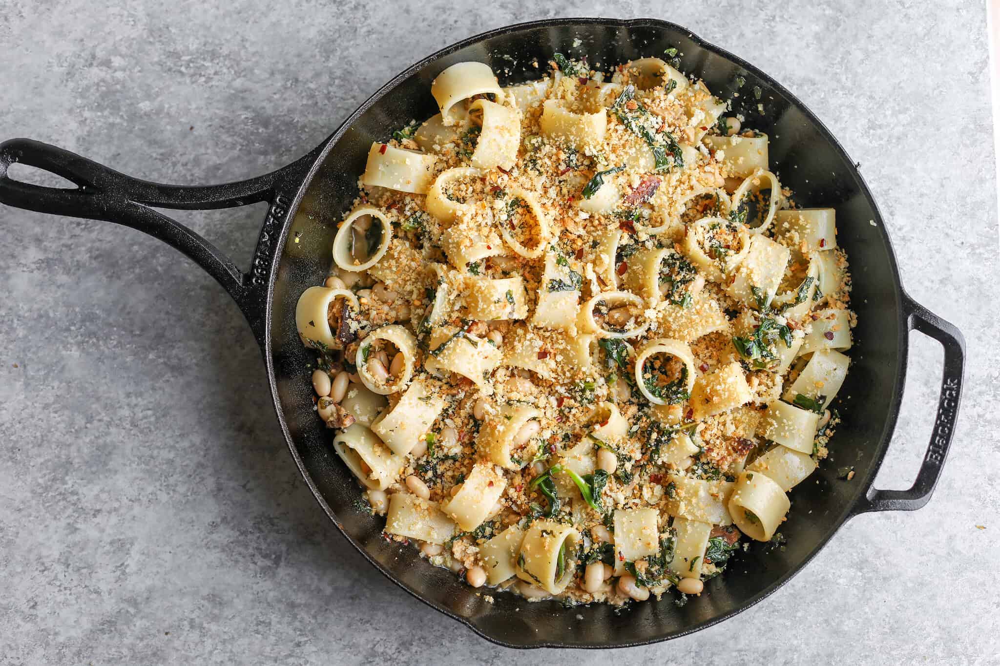 Vegan White Bean, Kale and Sausage Pasta - Delish Knowledge