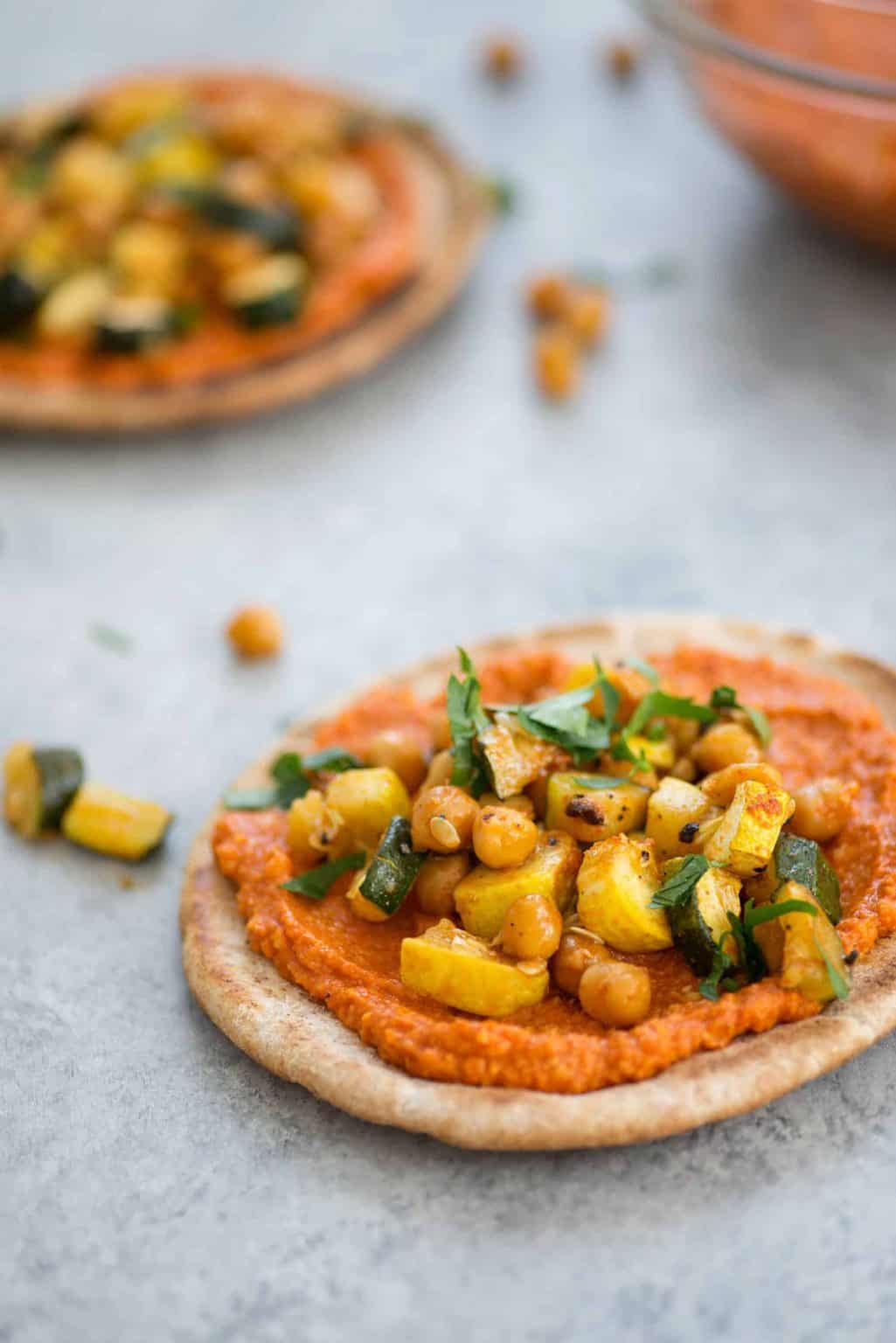 Roasted Vegetable Pitas with Romesco Sauce - Delish Knowledge