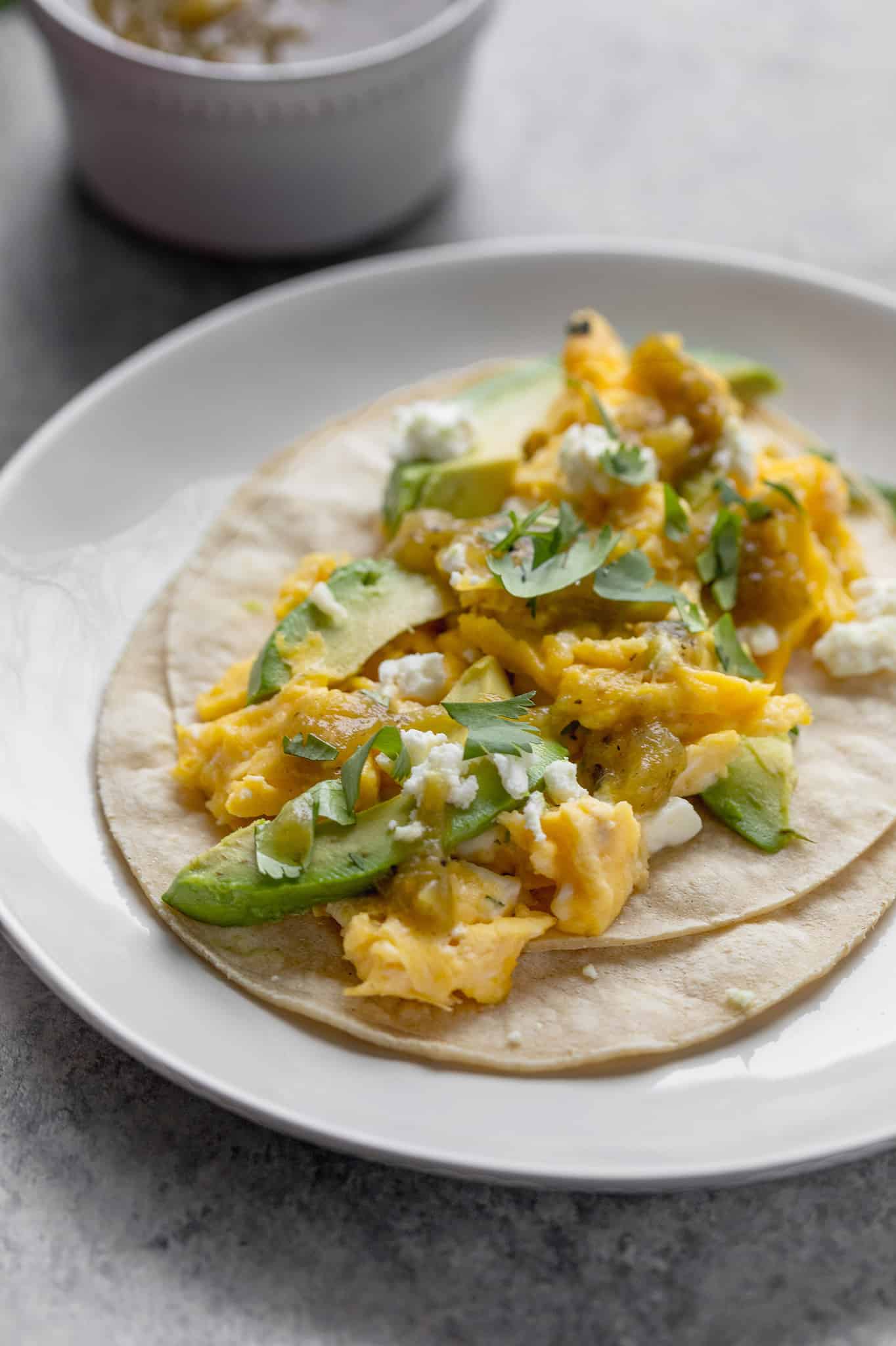 Scrambled Egg Tacos with Salsa Verde - Delish Knowledge
