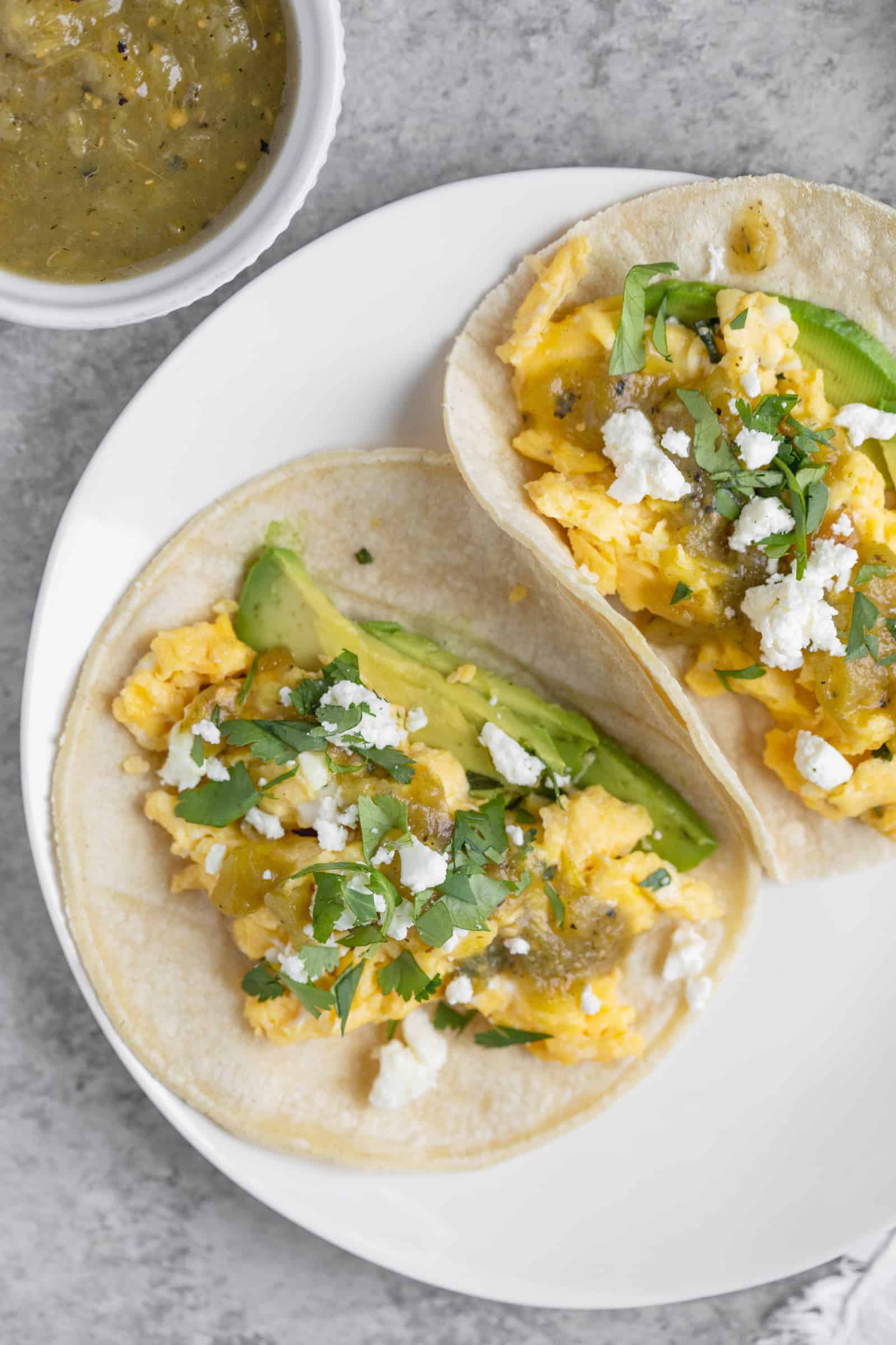 Scrambled Egg Tacos with Salsa Verde - Delish Knowledge