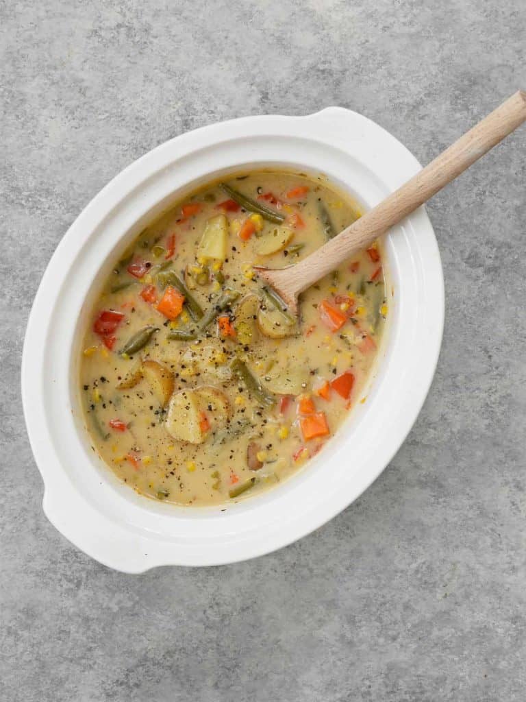 Slow Cooker Vegetable Chowder - Delish Knowledge