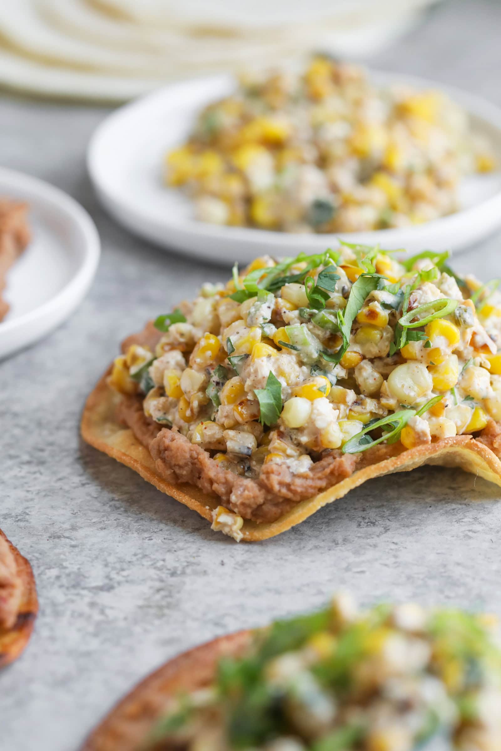 Easy Street Corn Tostadas with Refried Beans