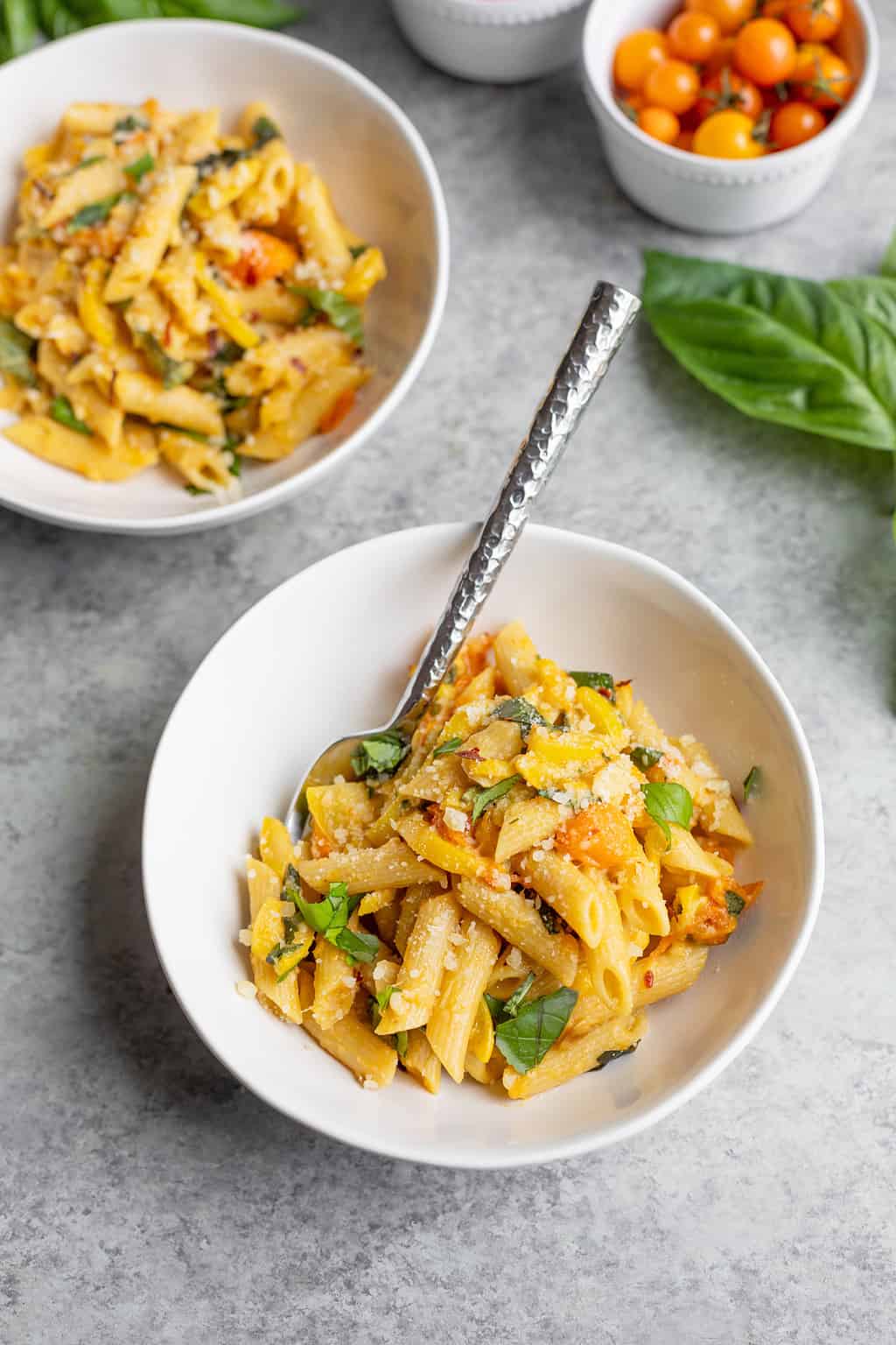 Sun Gold Tomato Pasta with Summer Squash - Delish Knowledge