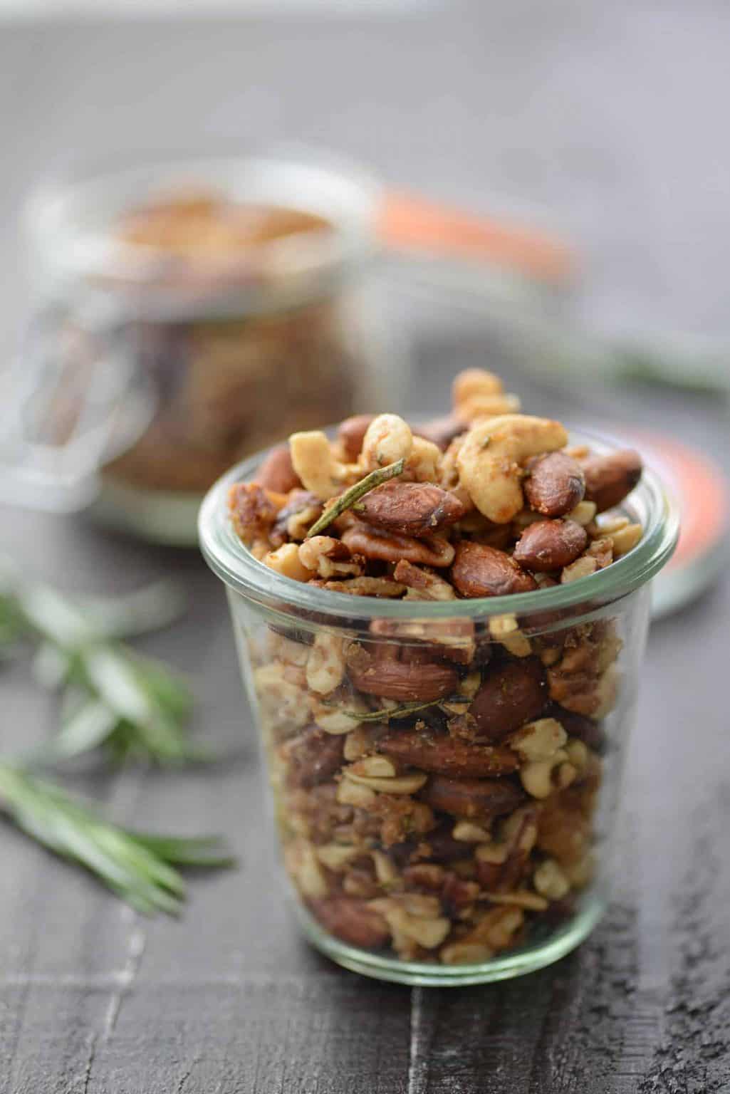 Sweet and Spicy Rosemary Roasted Nuts - Delish Knowledge