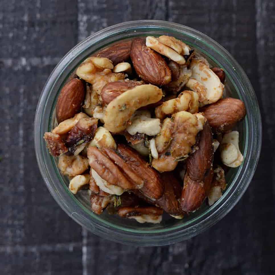 Sweet and Spicy Rosemary Roasted Nuts - Delish Knowledge