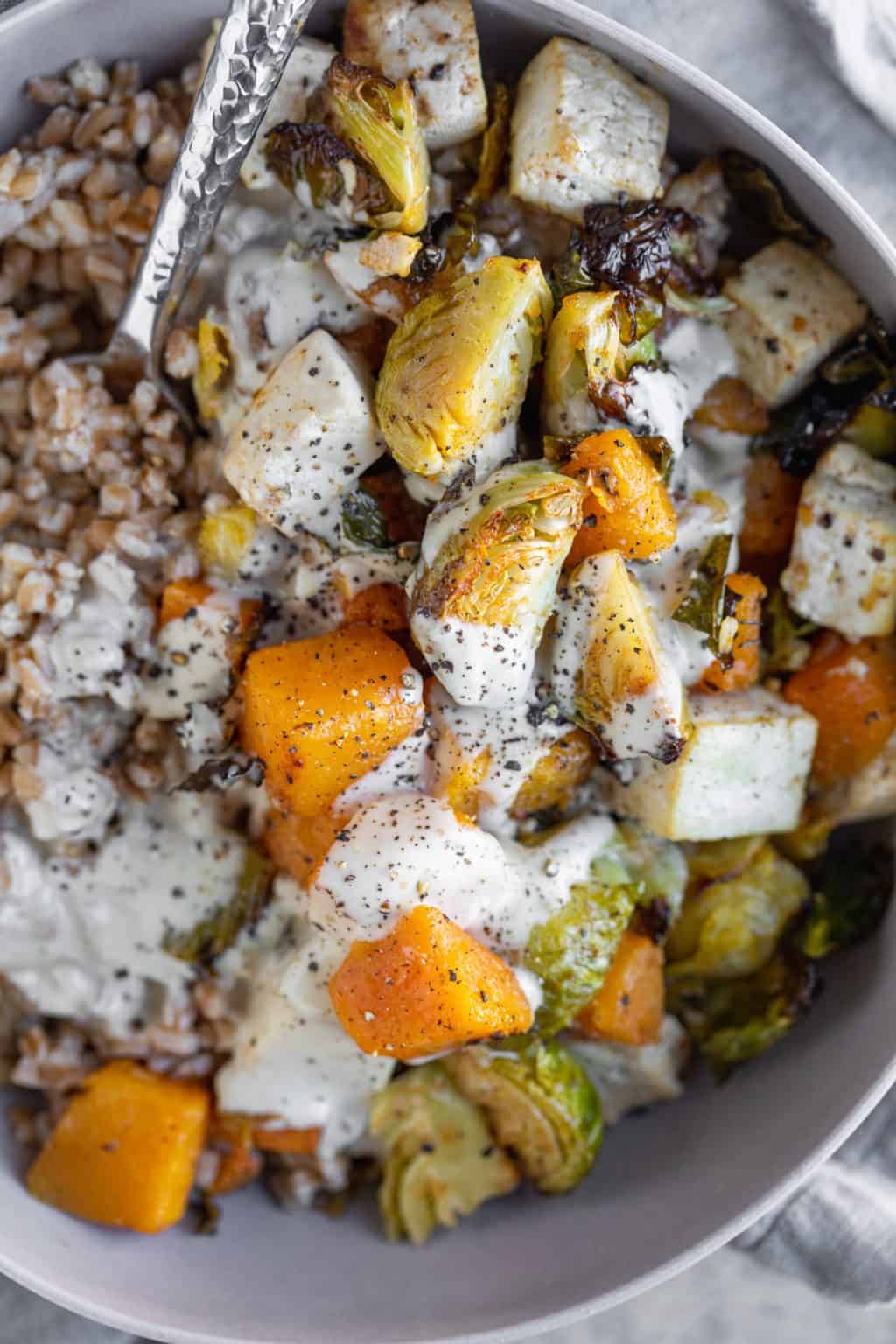 Winter Buddha Bowl with Maple Tahini Dressing - Delish Knowledge