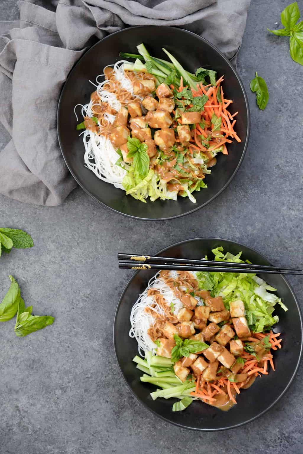 Vietnamese Spring Roll Salad with Crispy Tofu - Delish Knowledge