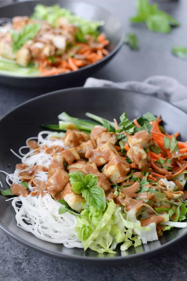 Vietnamese Spring Roll Salad with Crispy Tofu - Delish Knowledge