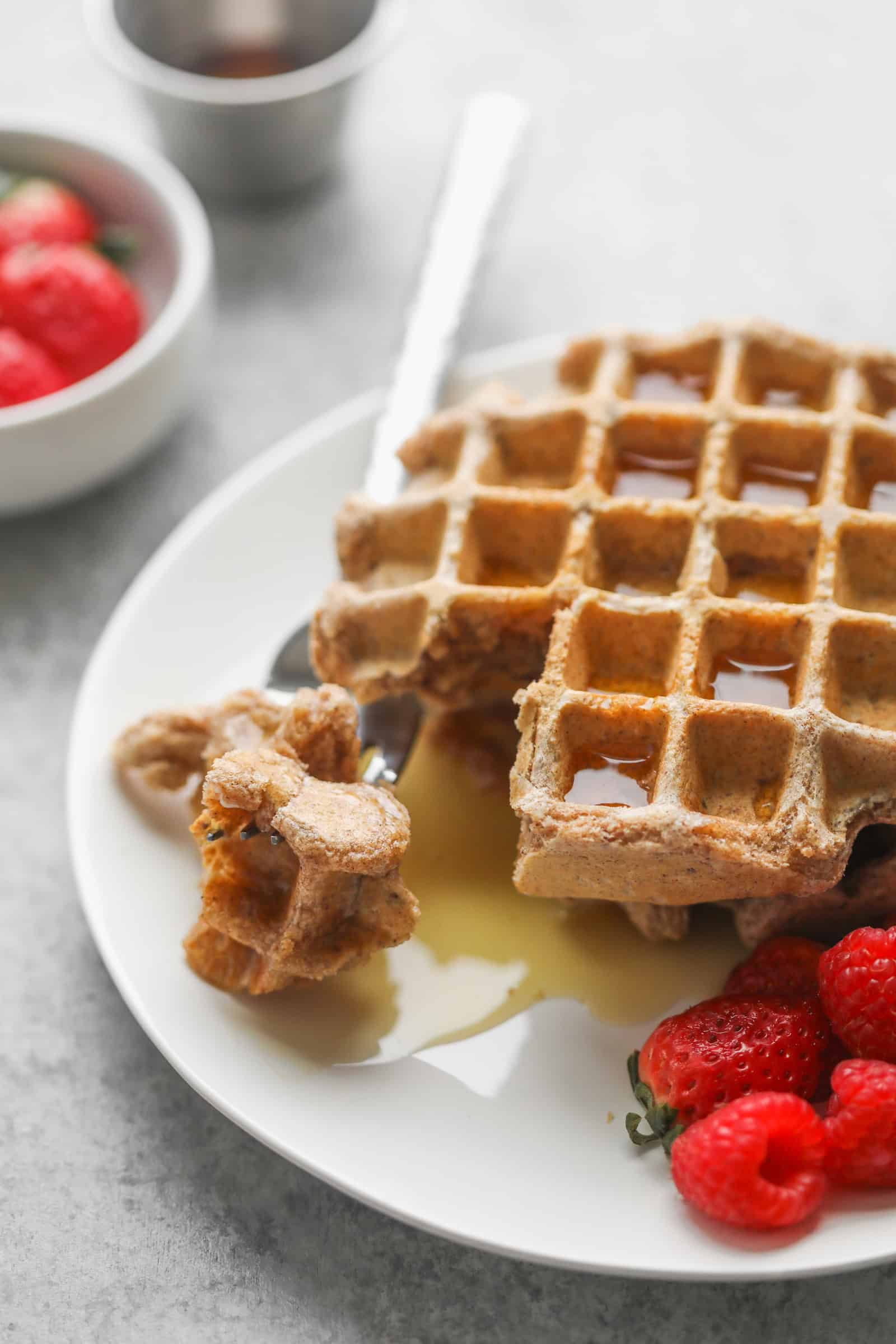 Whole Wheat Waffles (Vegan and Fluffy!)