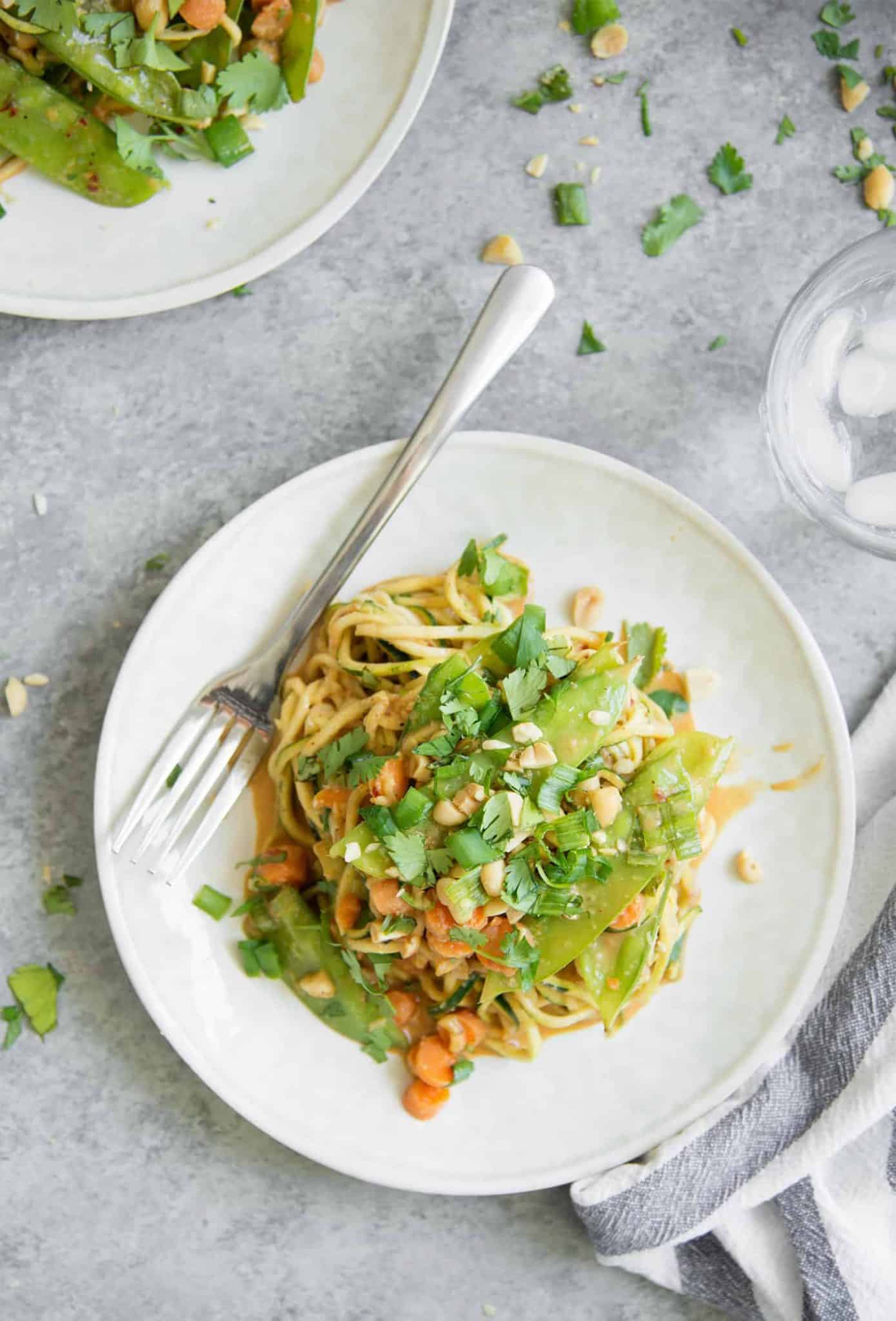 Zoodle Stir Fry with Spicy Peanut Sauce - Delish Knowledge