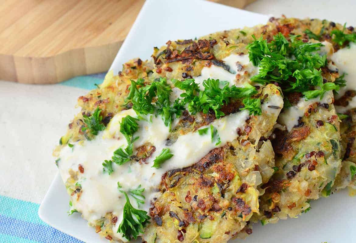 Greek Quinoa Zucchini Fritters - Delish Knowledge