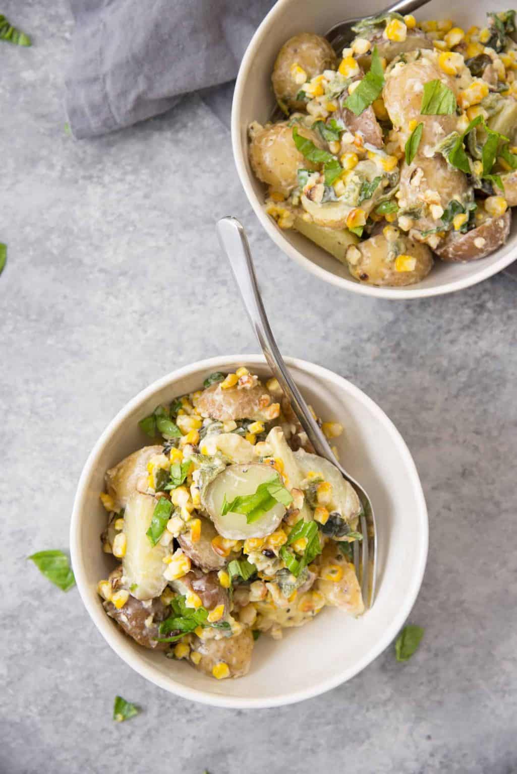 Grilled Corn Poblano and Potato Salad - Delish Knowledge