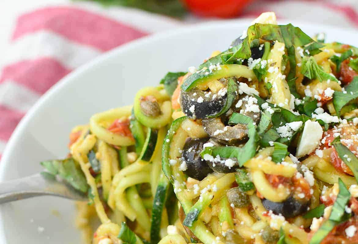 Mediterranean Zucchini Noodles - Delish Knowledge